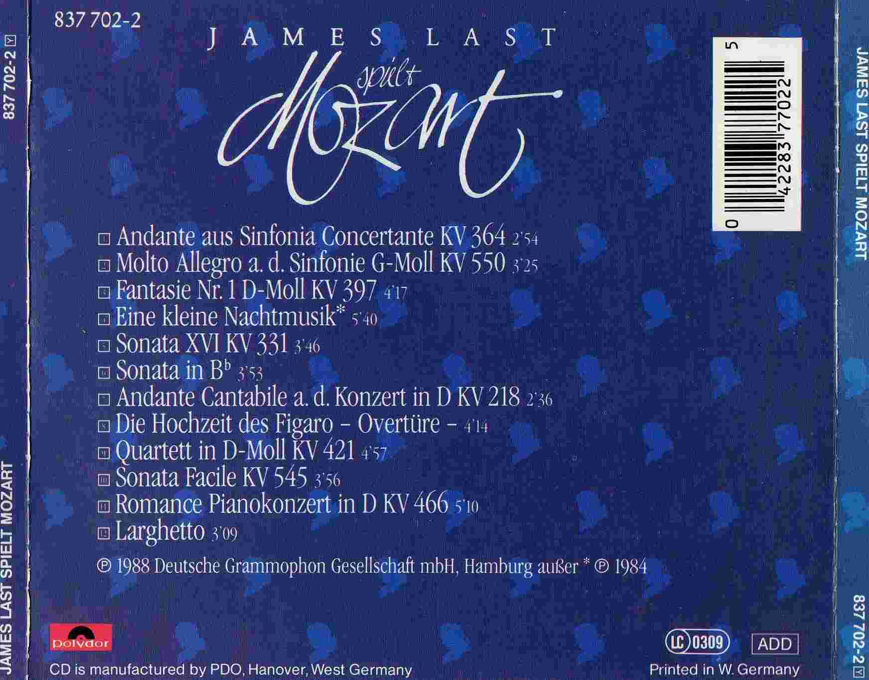 James Last James Last Spielt Mozart (1988) : Back | CD Covers | Cover ...